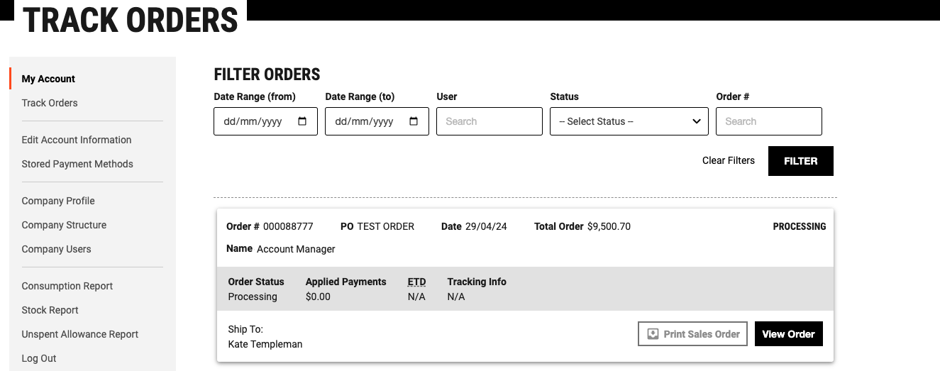 View / Download Order Confirmation / Invoice